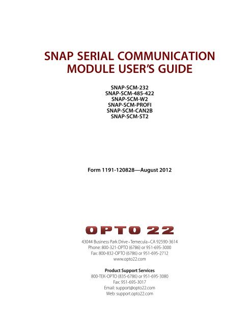 SNAP SERIAL COMMUNICATION MODULE USER'S GUIDE - Opto 22