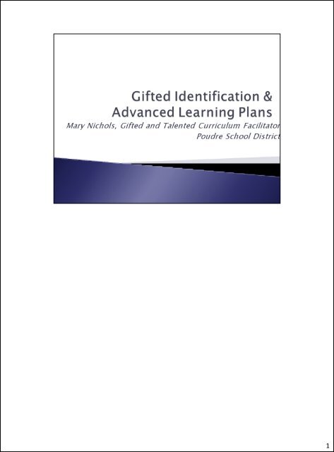 Advanced Learning Plans - Poudre School District