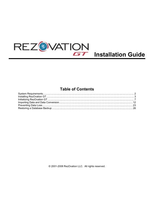 RezOvation GT Installation Guide