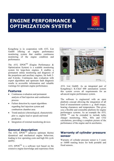 Data sheet - Engine performance & optimization system