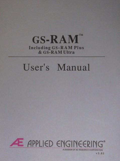 GS-RAM Manual 3.01 - Applied Engineering Repository