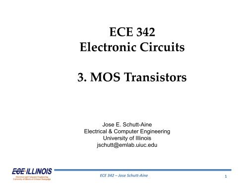 ECE 342 Electronic Circuits 3. MOS Transistors