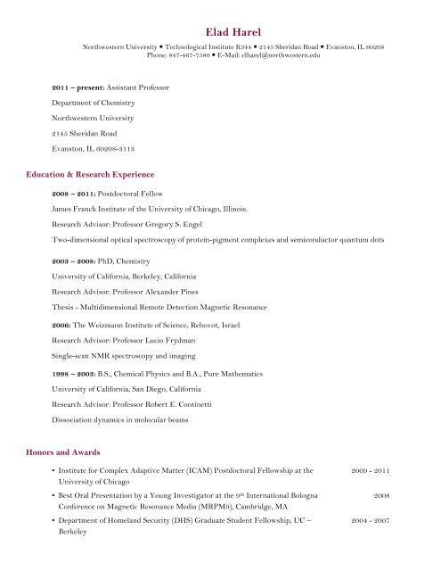 Elad Harel - Northwestern University