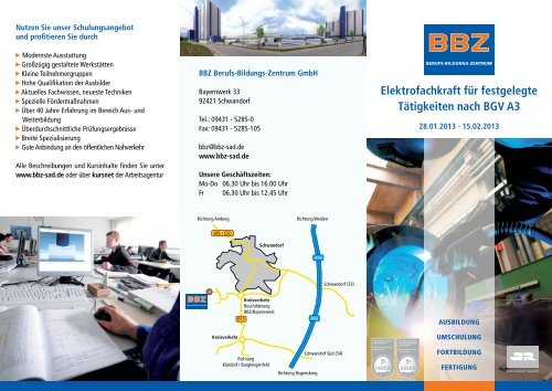 Elektrofachkraft für festgelegte Tätigkeiten nach BGV A3 - BBZ Elektrofachkraft für festgelegte Tätigkeiten nach BGV A3 - BBZ