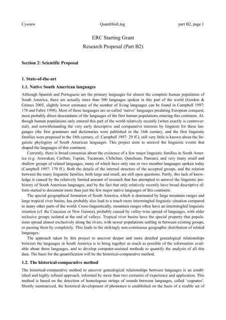 ERC Starting Grant Research Proposal (Part B2) - Research Unit ...