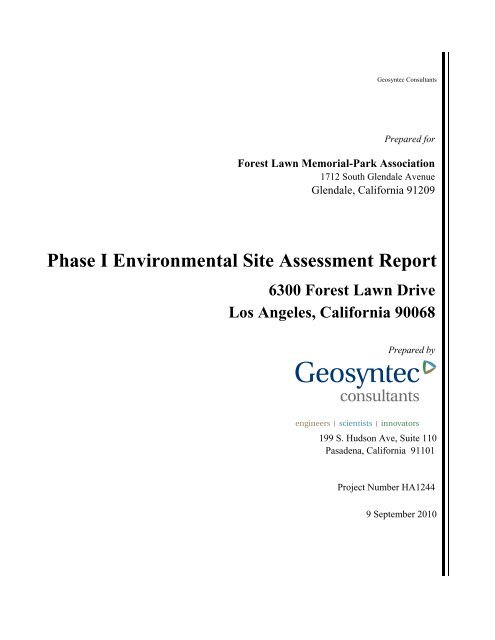 Phase I Environmental Site Assessment Report 6300 Forest Lawn ...