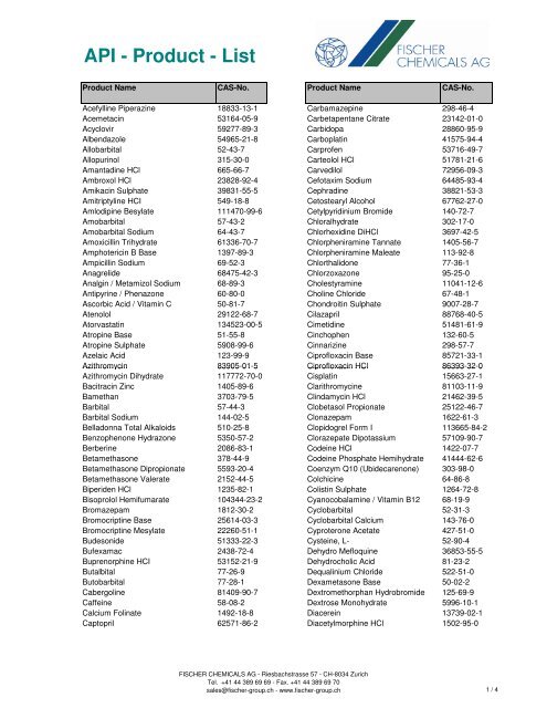 API - Product - List - Fischer Group