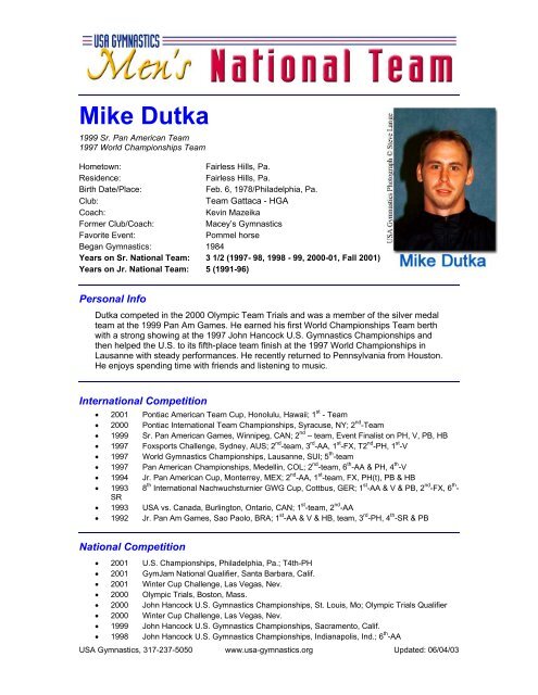 Mike Dutka - USA Gymnastics