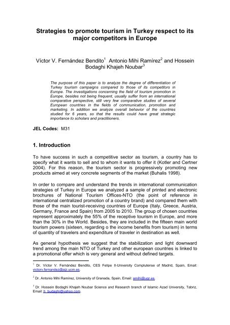 Strategies to Promote Tourism in Turkey Respect to