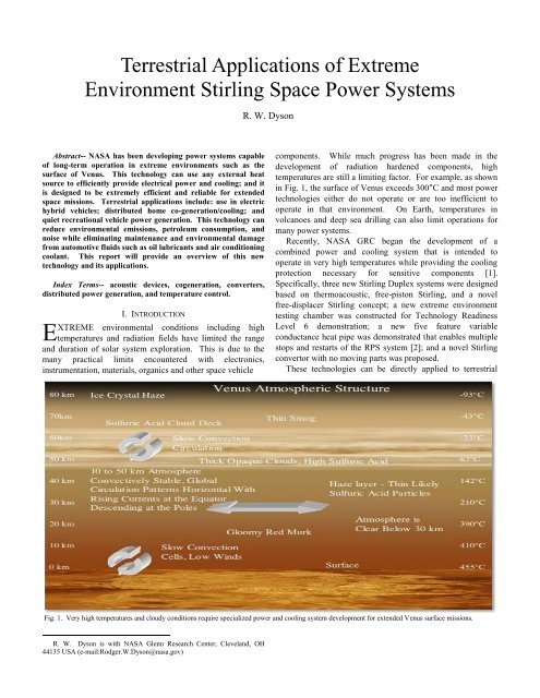 Terrestrial Applications of Extreme Environment Stirling Space ...