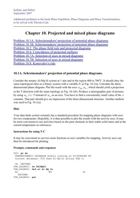 Chapter 10. Projected and mixed phase diagrams - Thermo-Calc ...