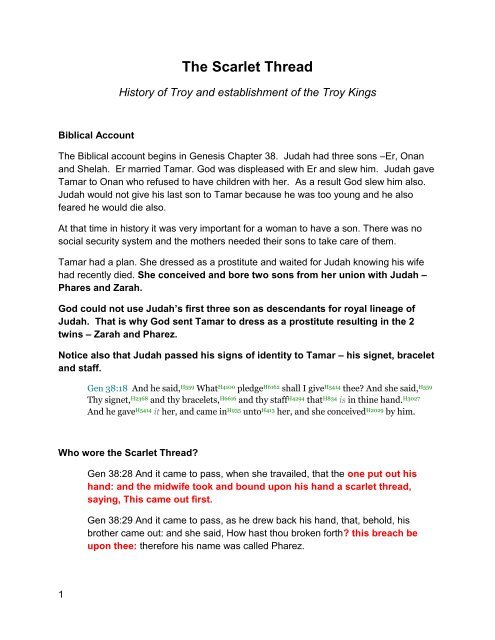 The Scarlet Thread - History of the Twelve Tribes of Israel