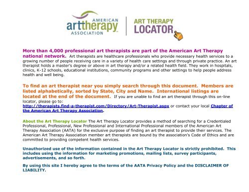 Art Therapy Locator - American Art Therapy Association