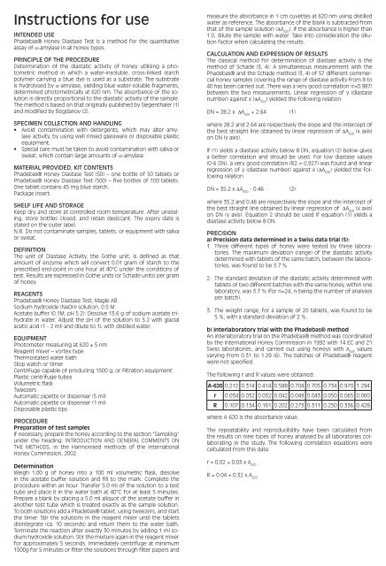 Instructions for use - Phadebas Amylase Test