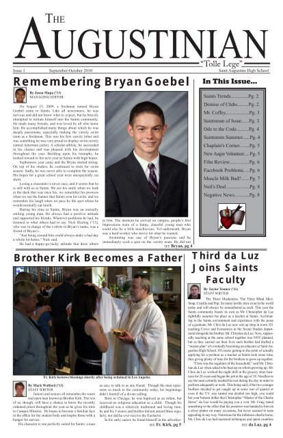 Remembering Bryan Goebel - Saint Augustine High School