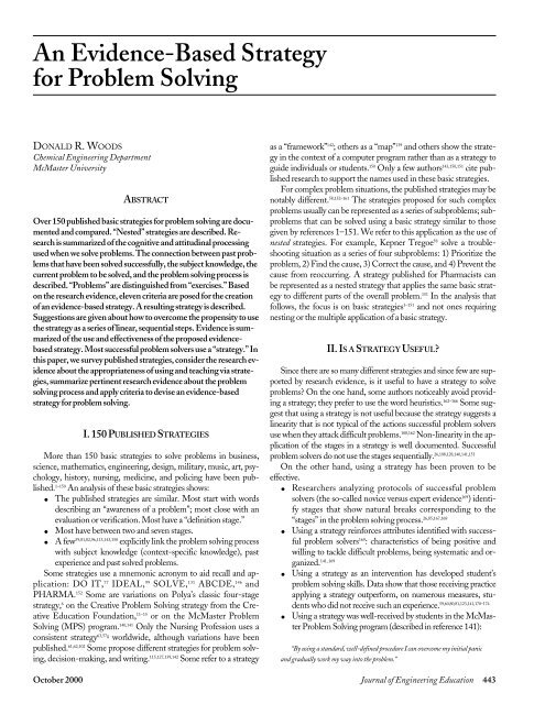 An Evidence-Based Strategy for Problem Solving - Journal of ...