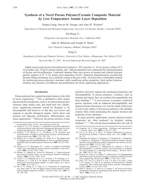 Synthesis of a Novel Porous Polymer/Ceramic Composite Material ...
