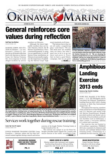 general reinforces core values during reflection - Marine Corps ...