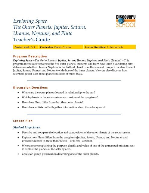 Outer Planets The Solar System Jupiter Saturn Uranus Neptune And Figures Of