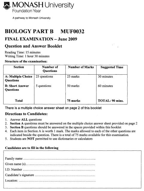 Question & Answer Booklet