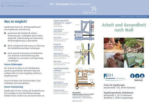 Arbeit und Gesundheit nach Maß - Klinikum Region Hannover GmbH