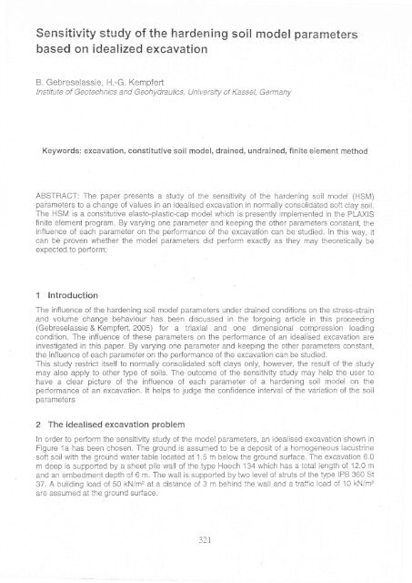 Sensitivity study of the hardening soil model parameters