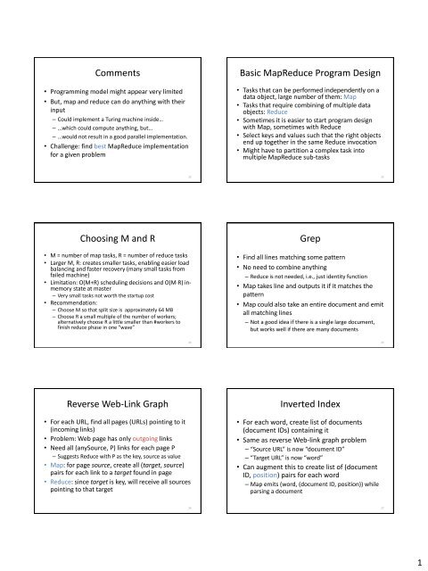 Reverse Web graph, inverted index, sorting, Google File