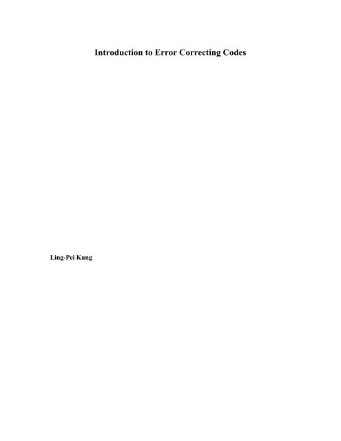 Introduction To Error Correcting Codes Mit
