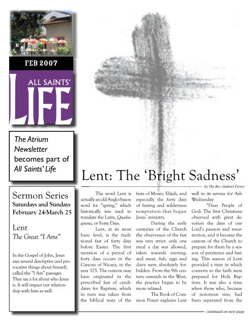 Lent: The 'Bright Sadness' - All Saints' Episcopal Church