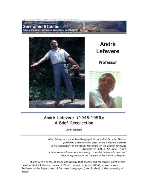 André Lefevere (Translation Theorist) ~ Bio Wiki | Photos | Videos