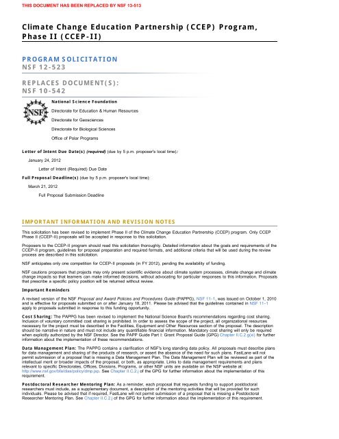 Climate Change Education Partnership (CCEP) Program, Phase II ...